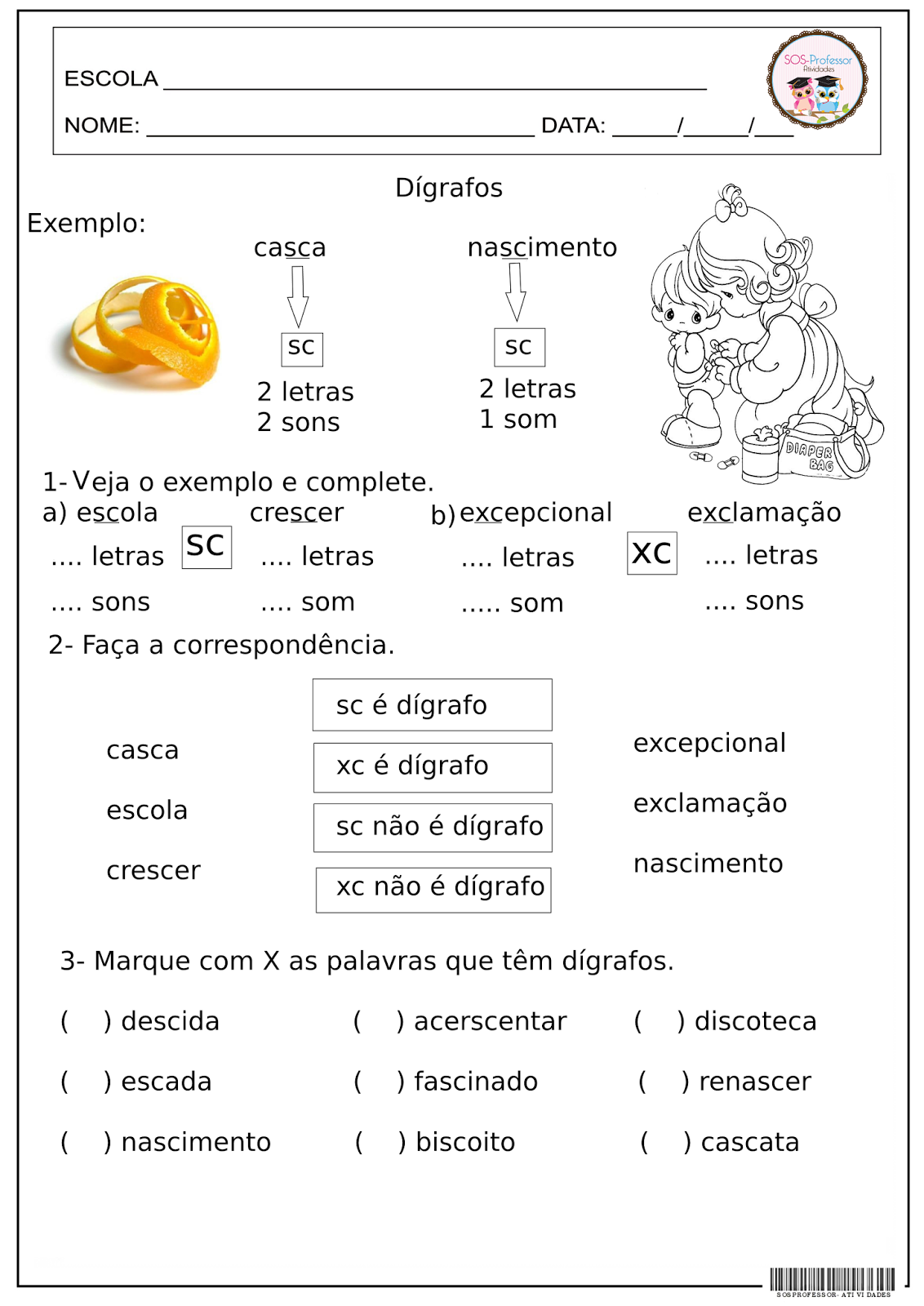 SOSPROFESSOR-ATIVIDADES: Dígrafos