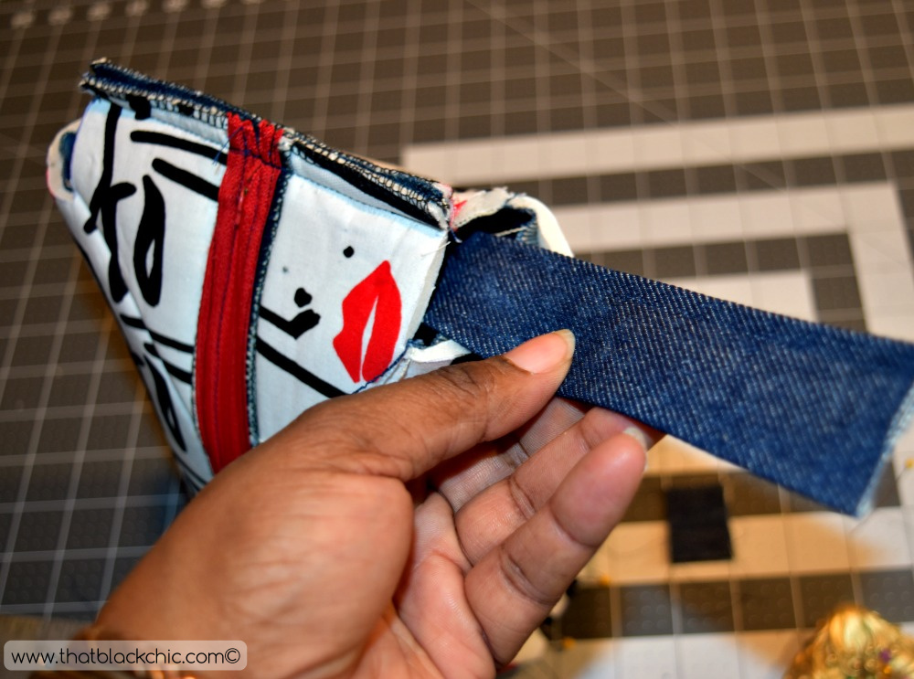 Another DIY Square Cosmetic Bag with Denim & Lips this time![ Tutorial ...