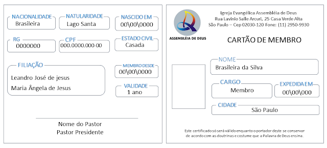 Adelia Brunelli: CARTÃO DE MEMBRO
