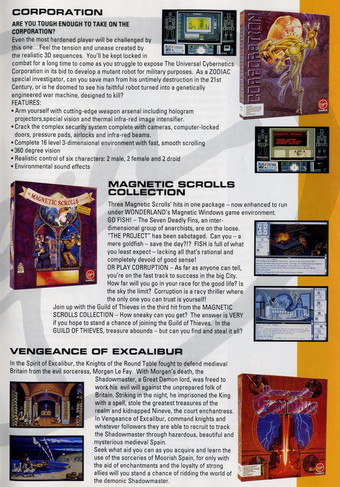 Gaming After 40: Cover to Cover: Virgin Games 1992 Catalog (pp. 19-20)