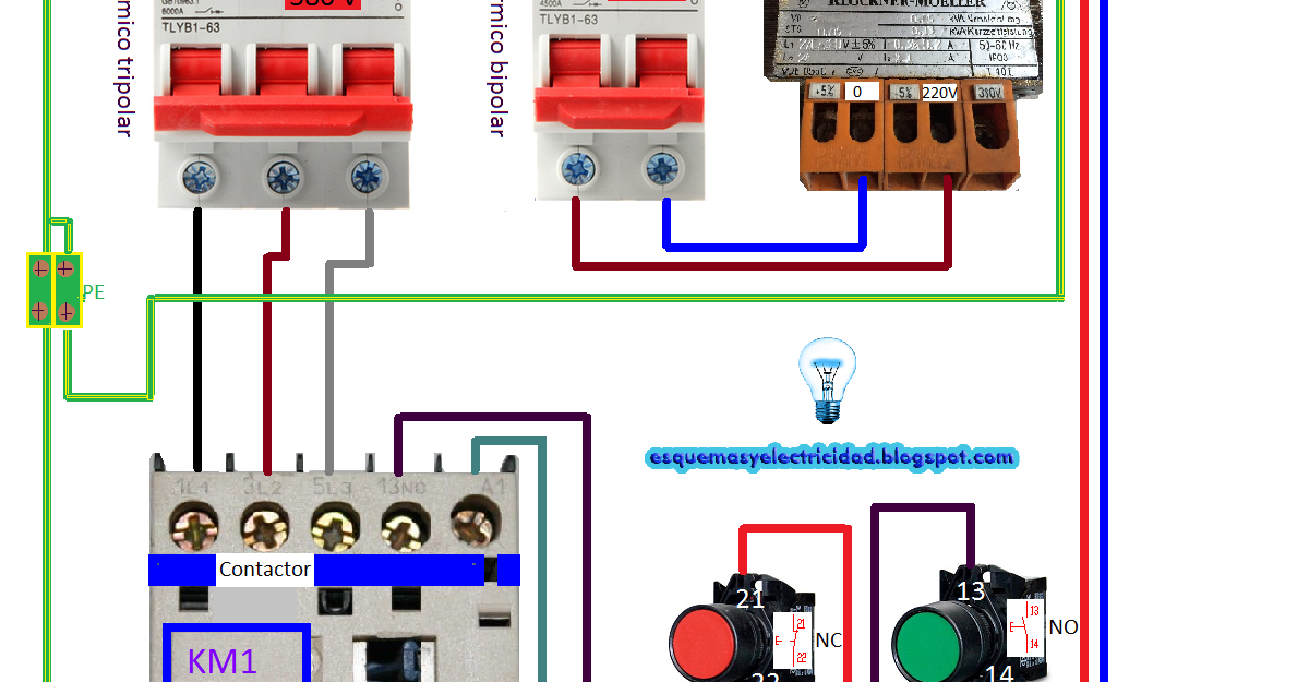 Esquemas eléctricos: Esquema de un motor trifásico arranque y parada ...