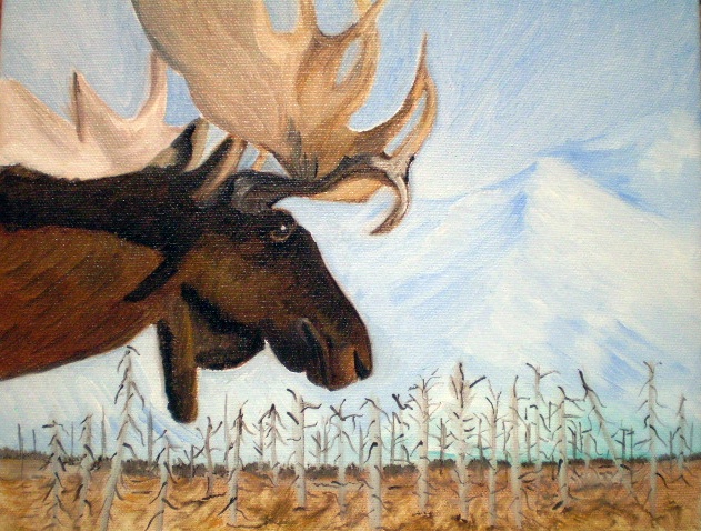 Sunshine Art Gallery: The Big Bull Moose - Oil Original by Carol Ann ...