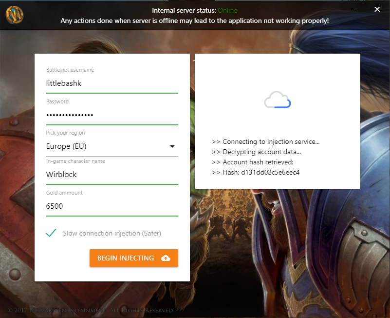 World of Warcraft gold hack