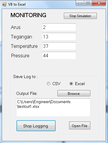 VB to Excel - HadiSCADA