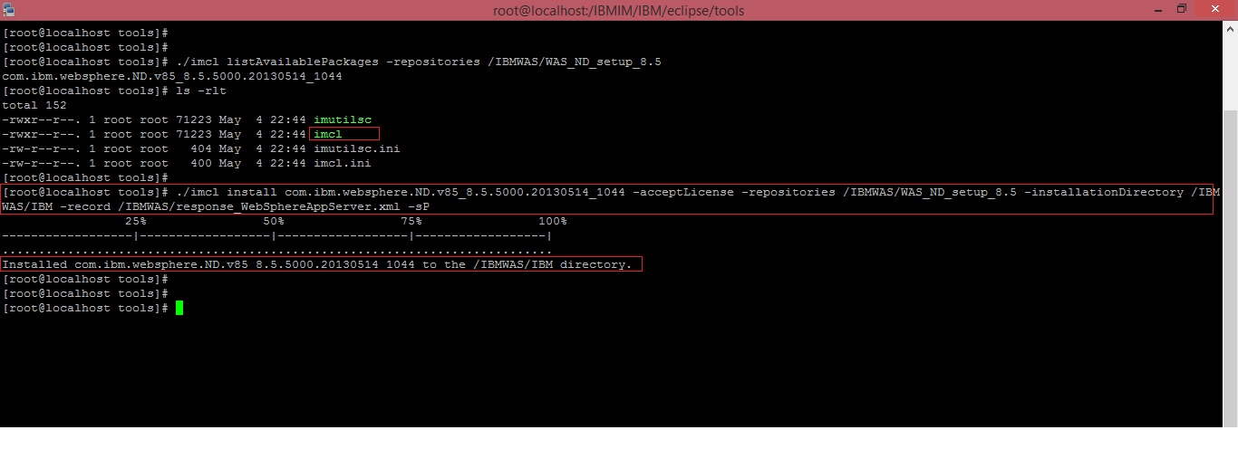 MiddlewareBox: WebSphere® Application Server (WAS ) installation using command line.