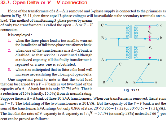 TRANSFORMER- Y-DELTA connection, DELTA-Y connection, OPEN - DELTA ...
