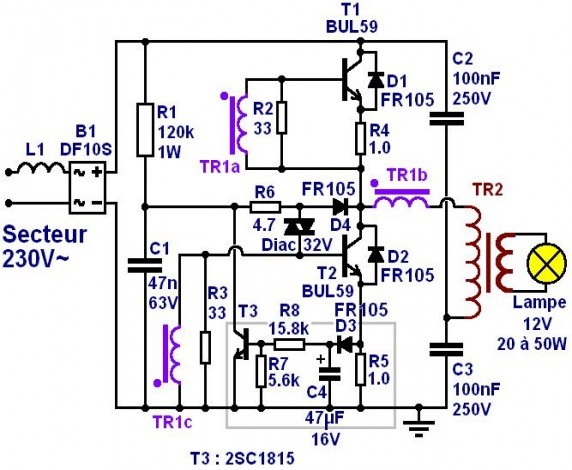 Schéma transformateur électronique 12V