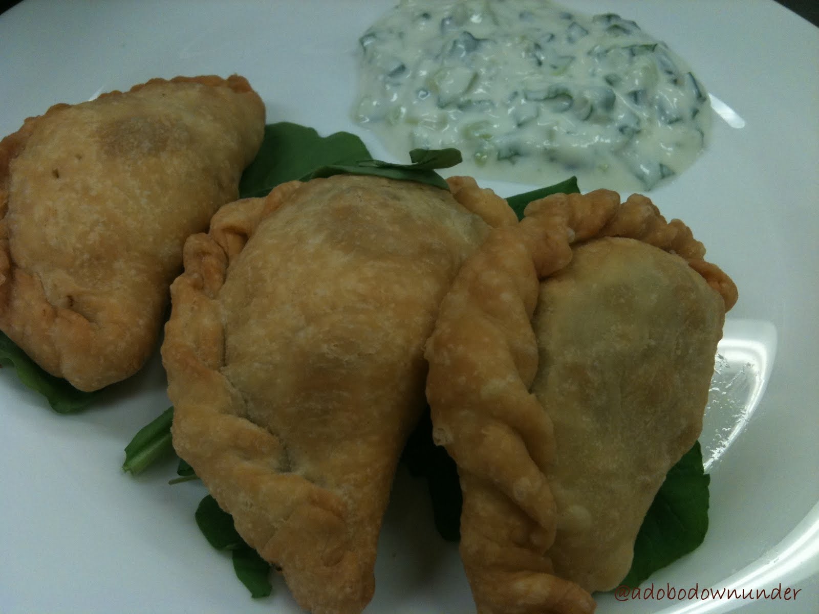adobo down under: Samosas with cucumber raita