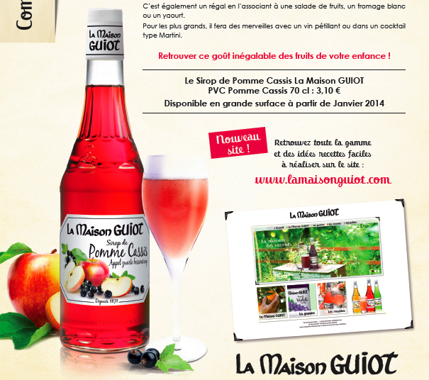 spiritueux magazine: Pomme Cassis, le nouveau sirop de la maison Guiot.