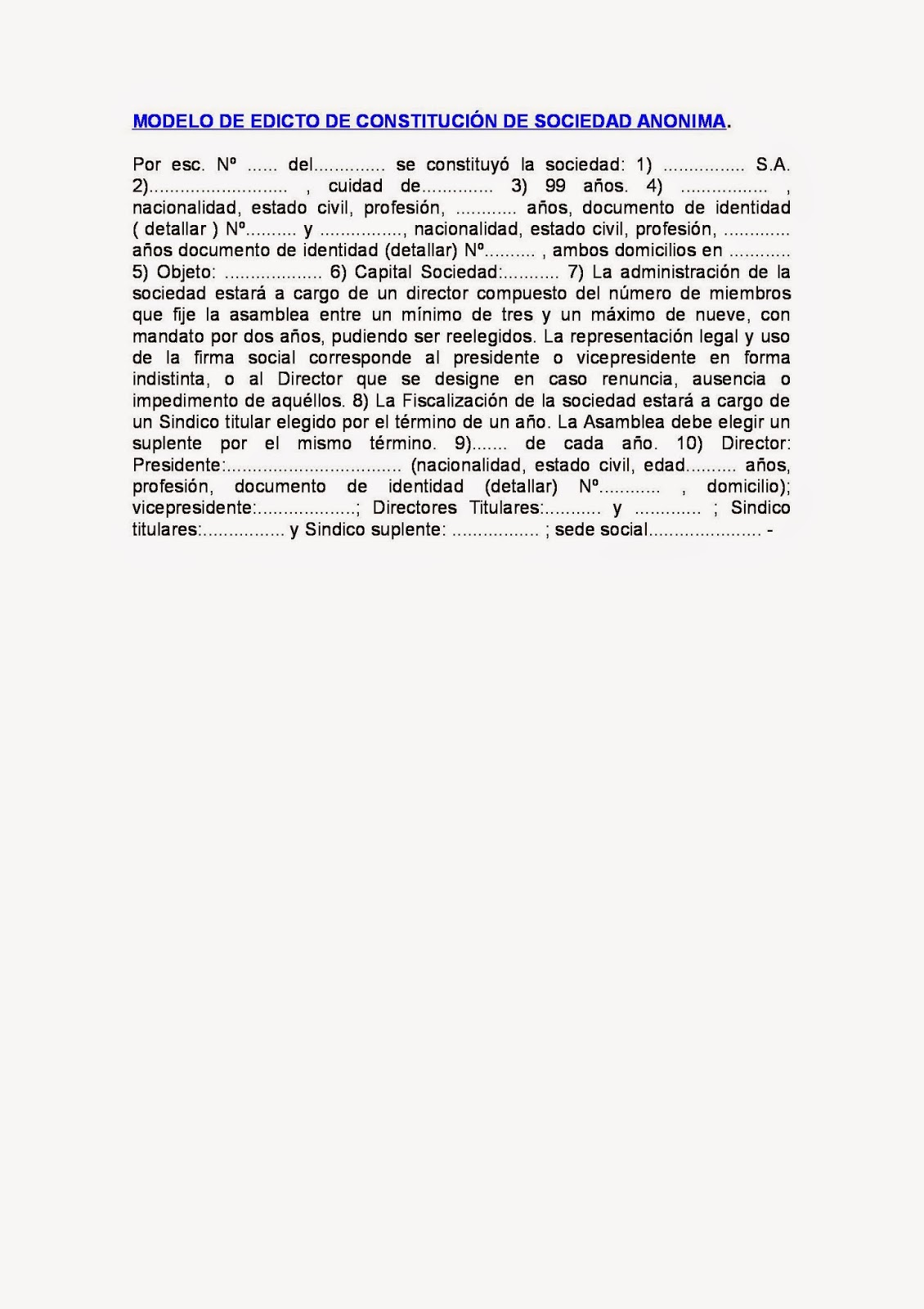 MODELOS DE ESCRITOS DE SOCIEDADES CIVILES Y COMERCIALES: EDICTO DE ...