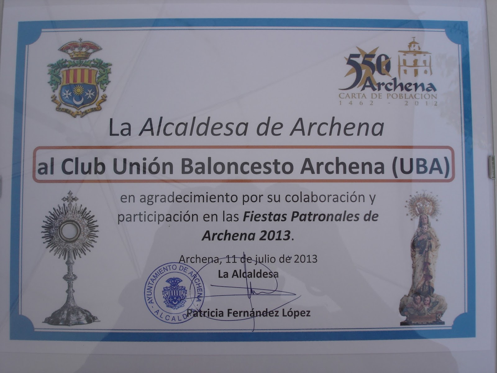 Unión Baloncesto Archena: Diploma para el UBA