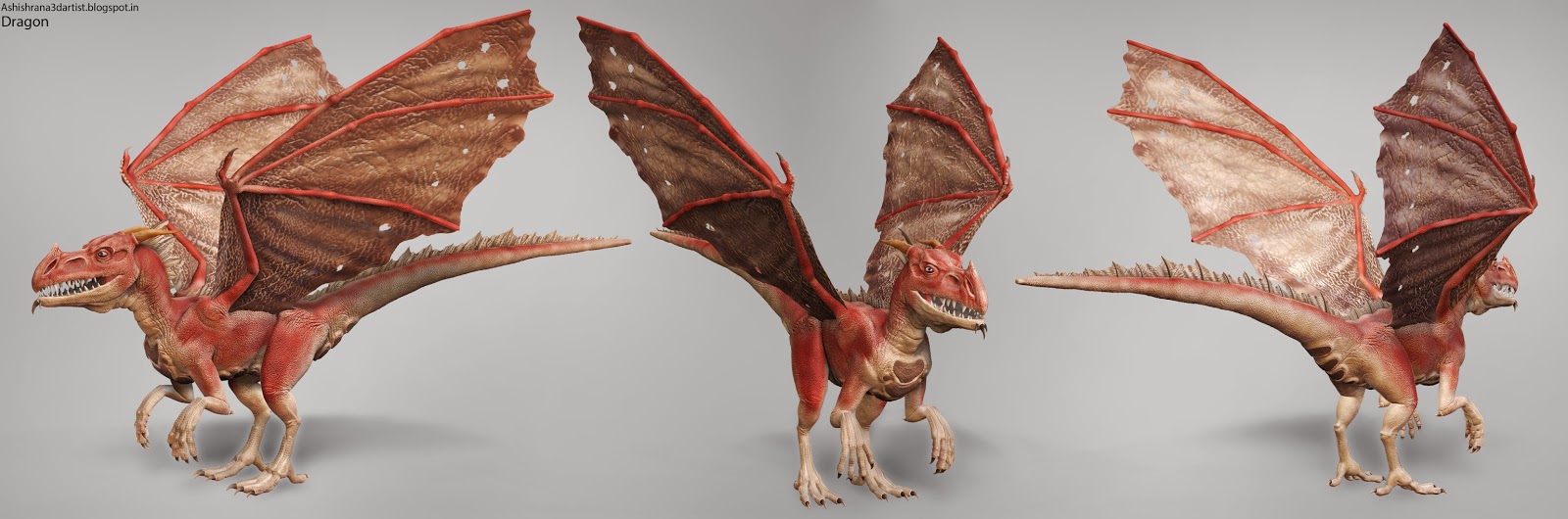 (Dragon 3d character) modeling and texturing in maya , zbrush and photoshop