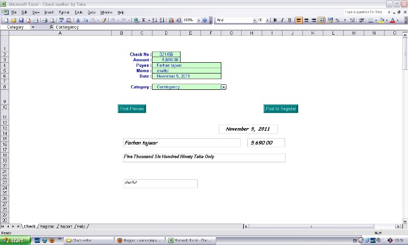 By Ms Excel check writing ,printing and register maintain . | Learn ...