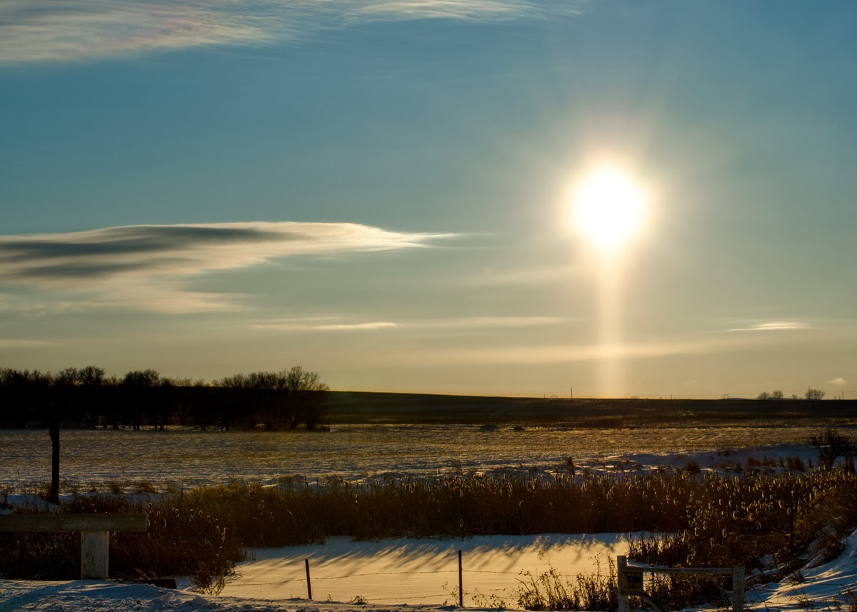 Prairie Nature: Lower Sun Pillar below the Saskatchewan Sun