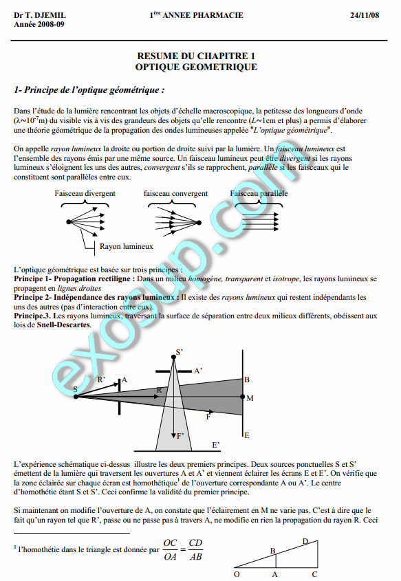 résumé optique géométrique - ExoSup