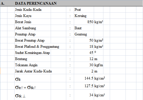 Perhitungan Perencanaan Kuda-Kuda Kayu Xls Gratis - BLOG ANAK TEKNIK