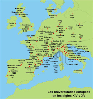 Universidades Medievales: Creación Ues.medievales + mapa