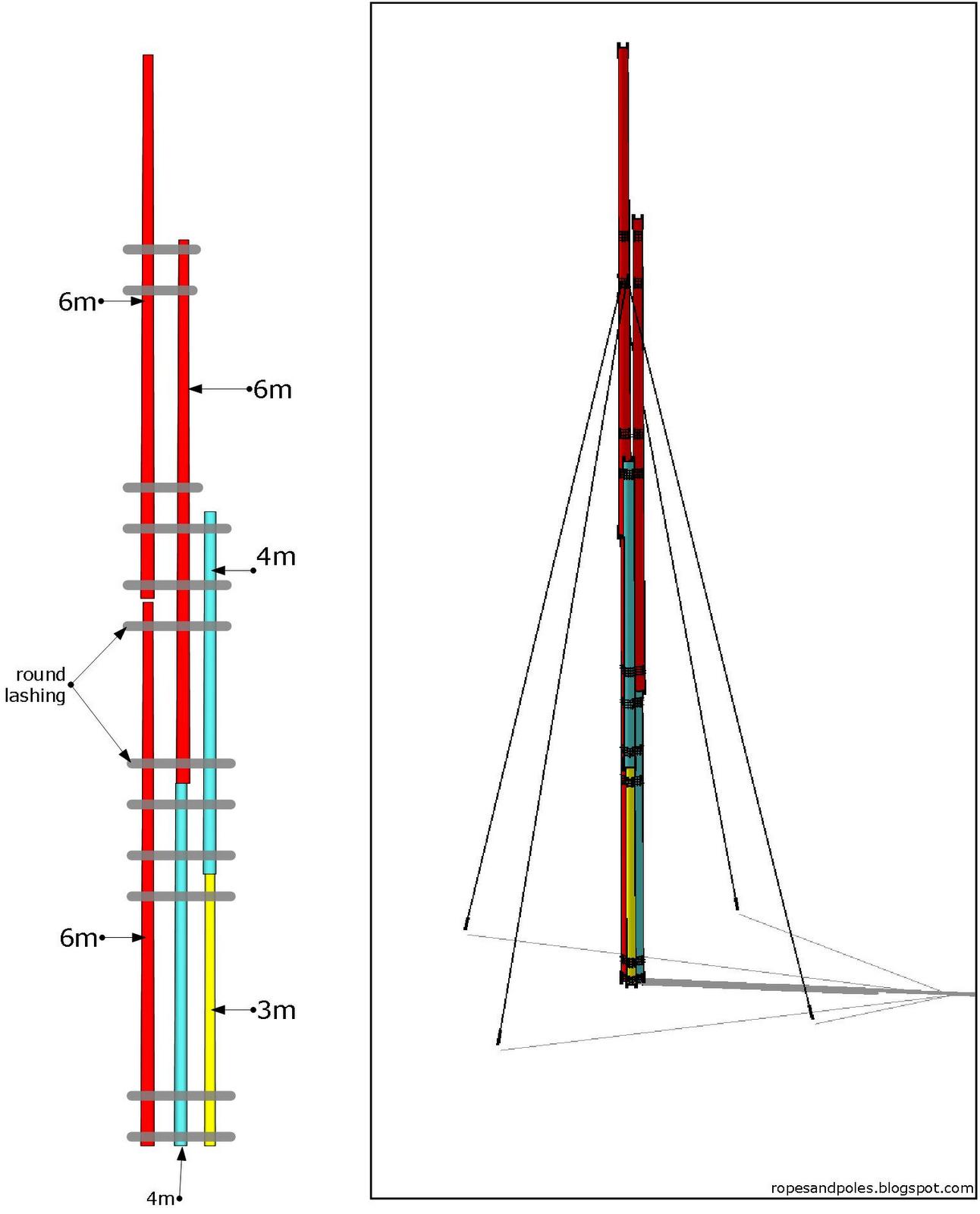 Ropes and Poles: 40 foot monopole tower