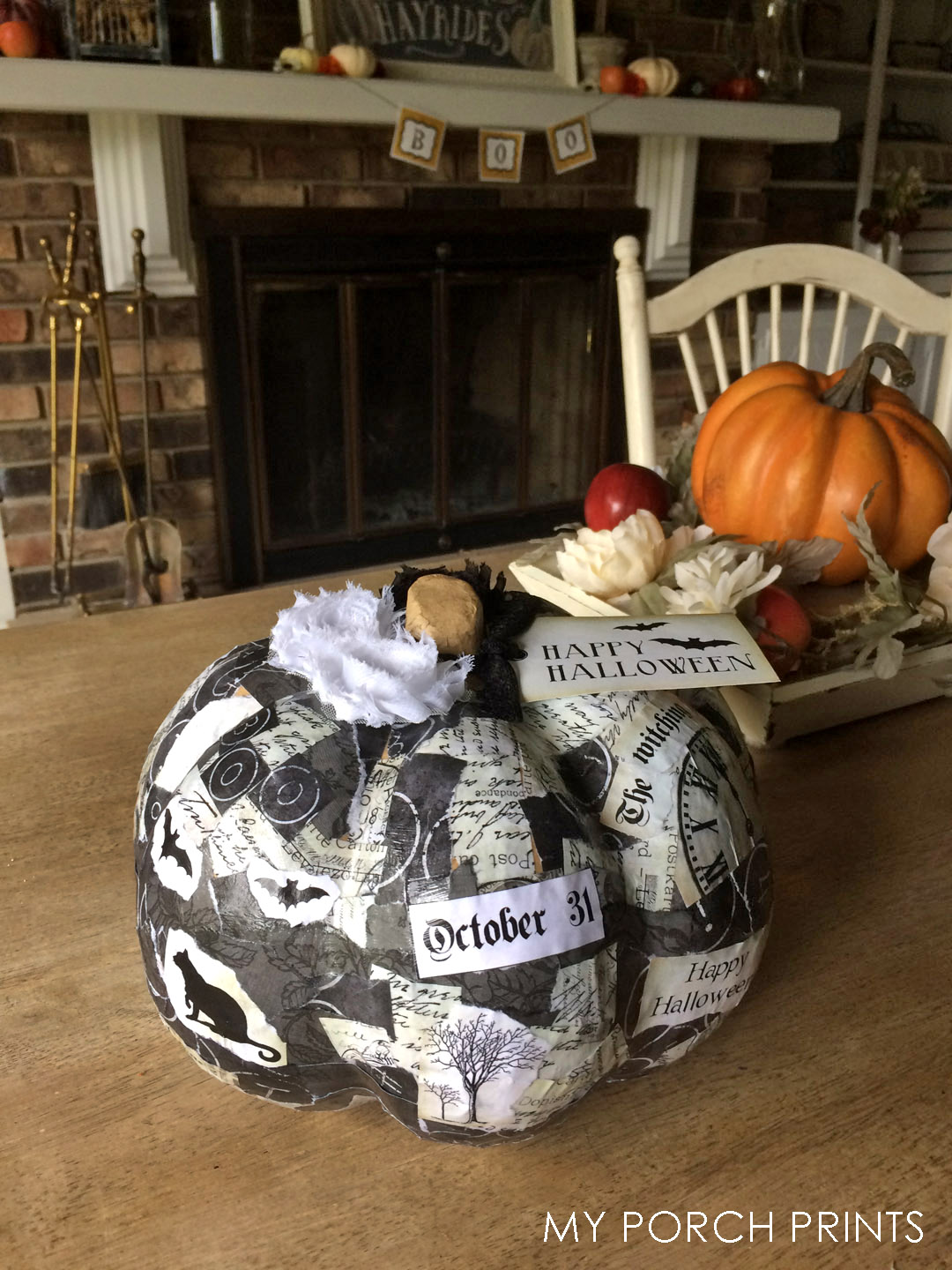 My Porch Prints: Black & White Halloween Craft Pumpkin Tutorial