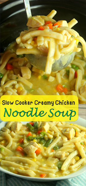 Slow Cooker Creamy Chicken Noodle Soup | Floats CO
