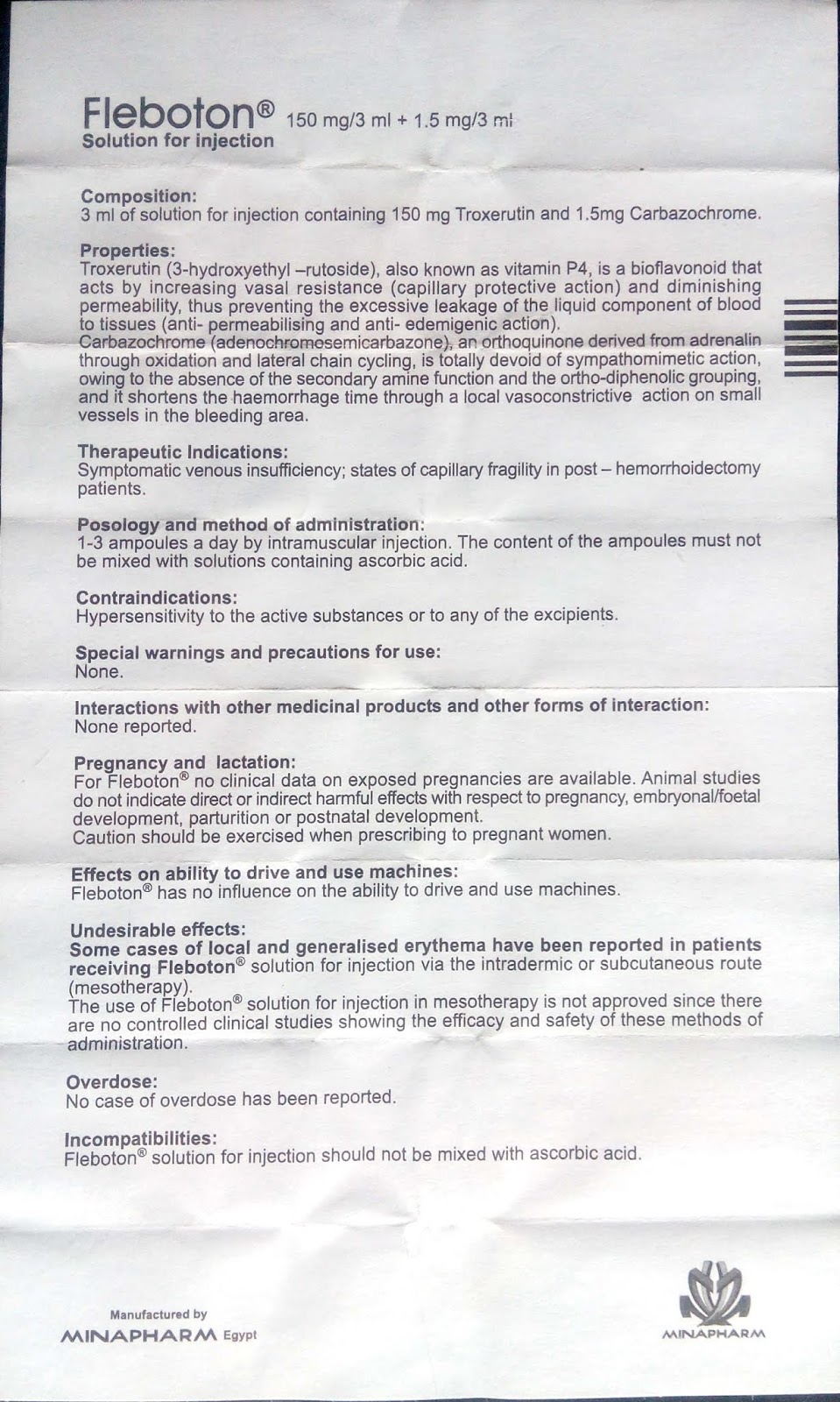 فليبوتون أمبولات محلول للحقن Fleboton لعلاج القصور الوريدي العرضي ...
