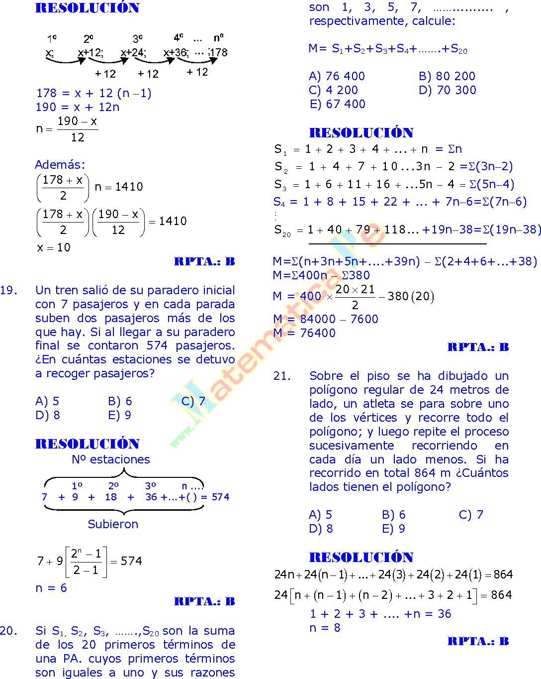 SUMATORIAS EJERCICIOS RESUELTOS DE RAZONAMIENTO MATEMÁTICO ...