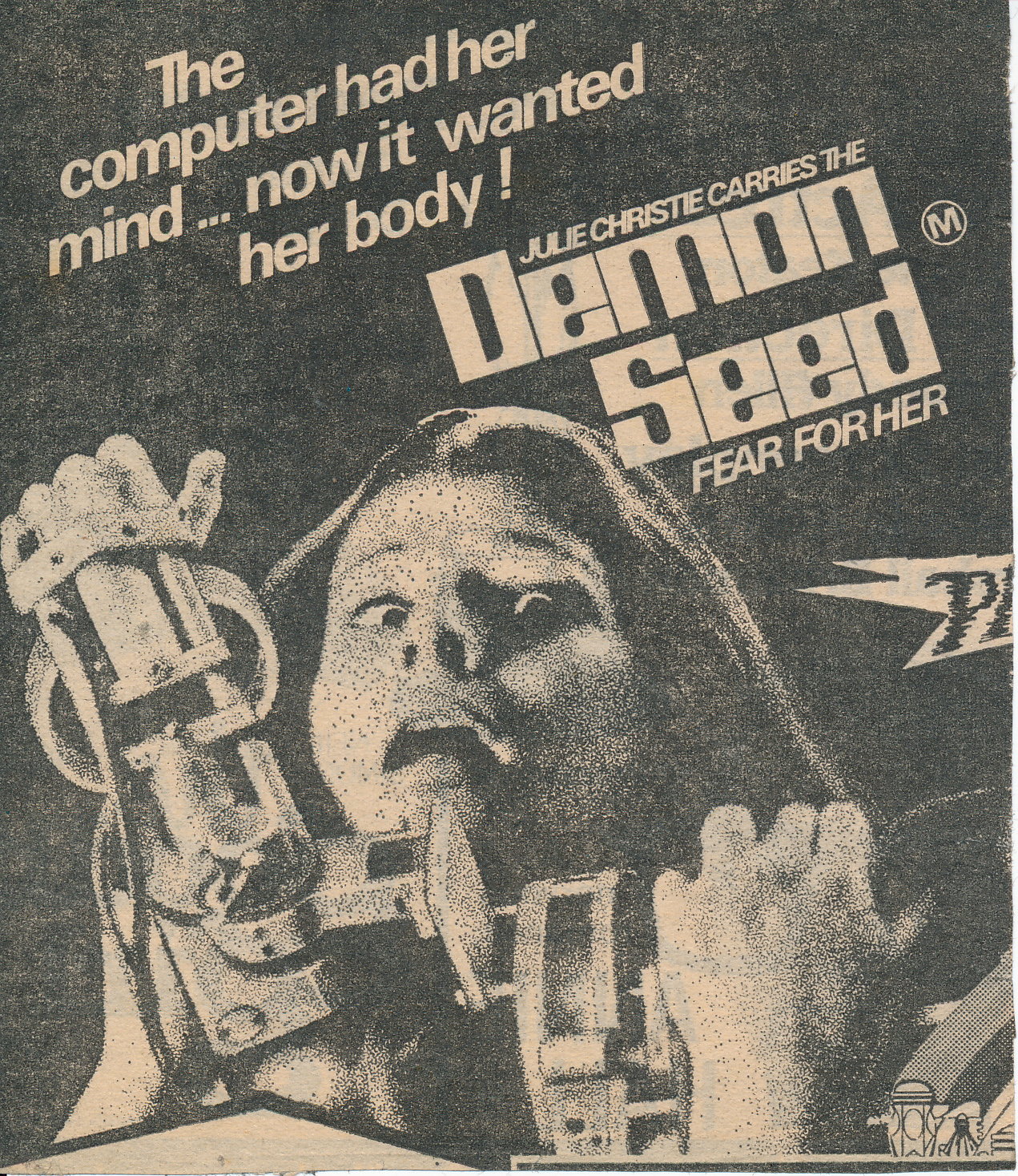 1970s and 80s Newspaper Movie Clippings: Demon Seed