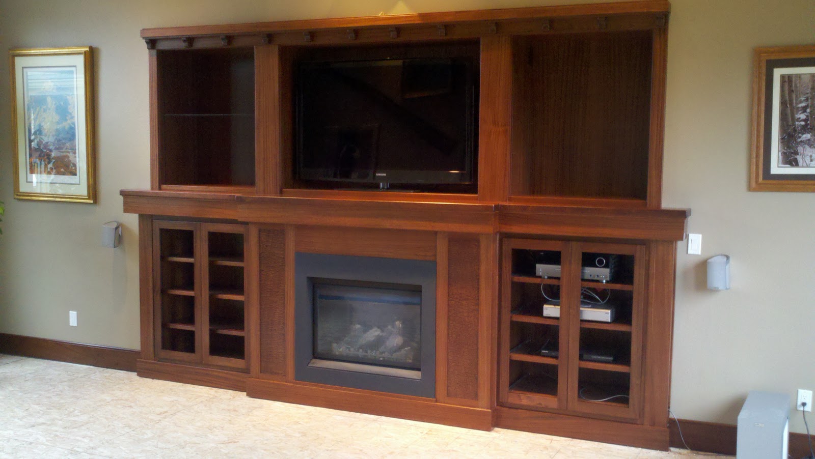 Stix's Woodworks: Sapele Fireplace/Entertainment Center