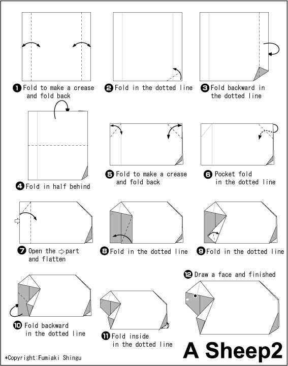 Sheep 2 - Easy Origami instructions For Kids