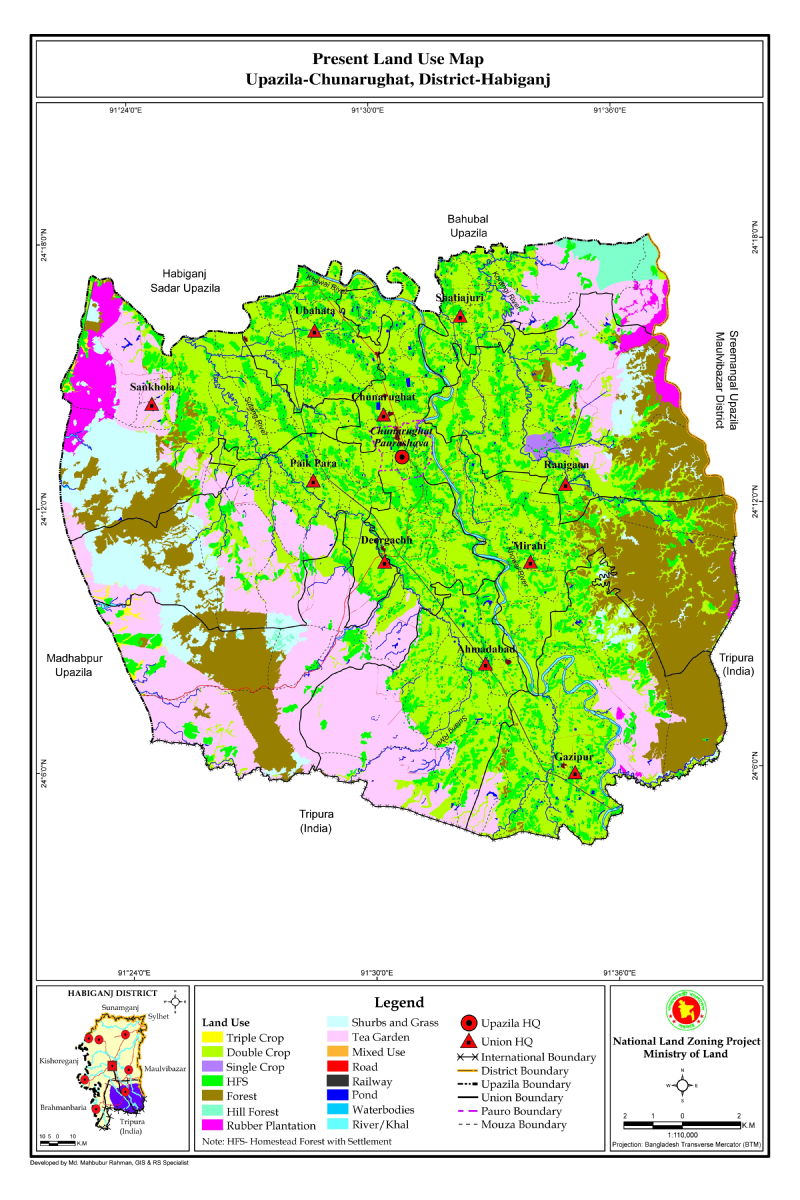 Mouza & Land Use Maps of Chunarughat Upazila, Habiganj, Bangladesh ...
