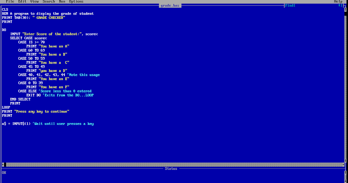 How To Create A Simple Grade Checker Program In Qbasic
