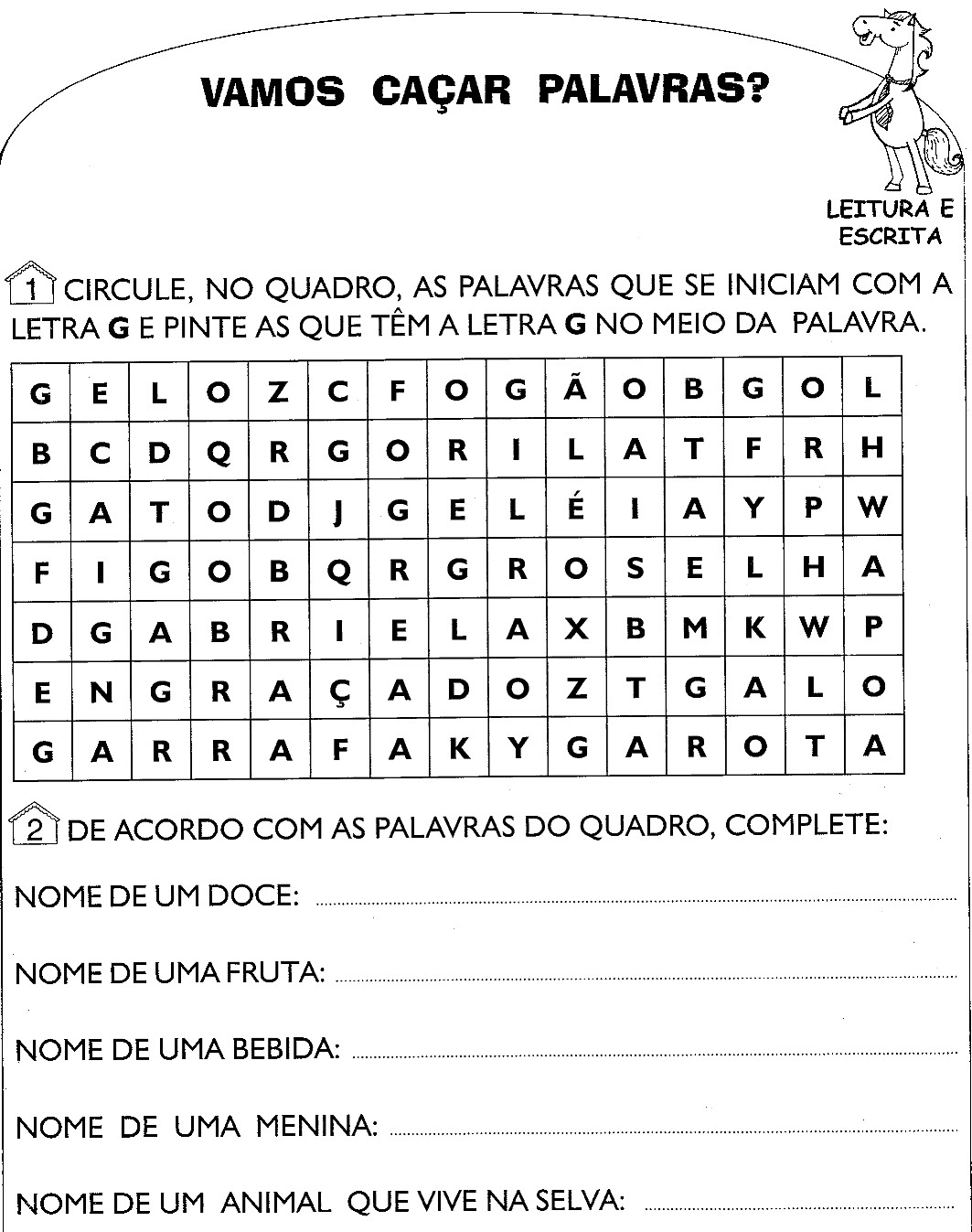 Atividades de Alfabetização Com a Letra G Olá amigos tudo bem com vocês ...