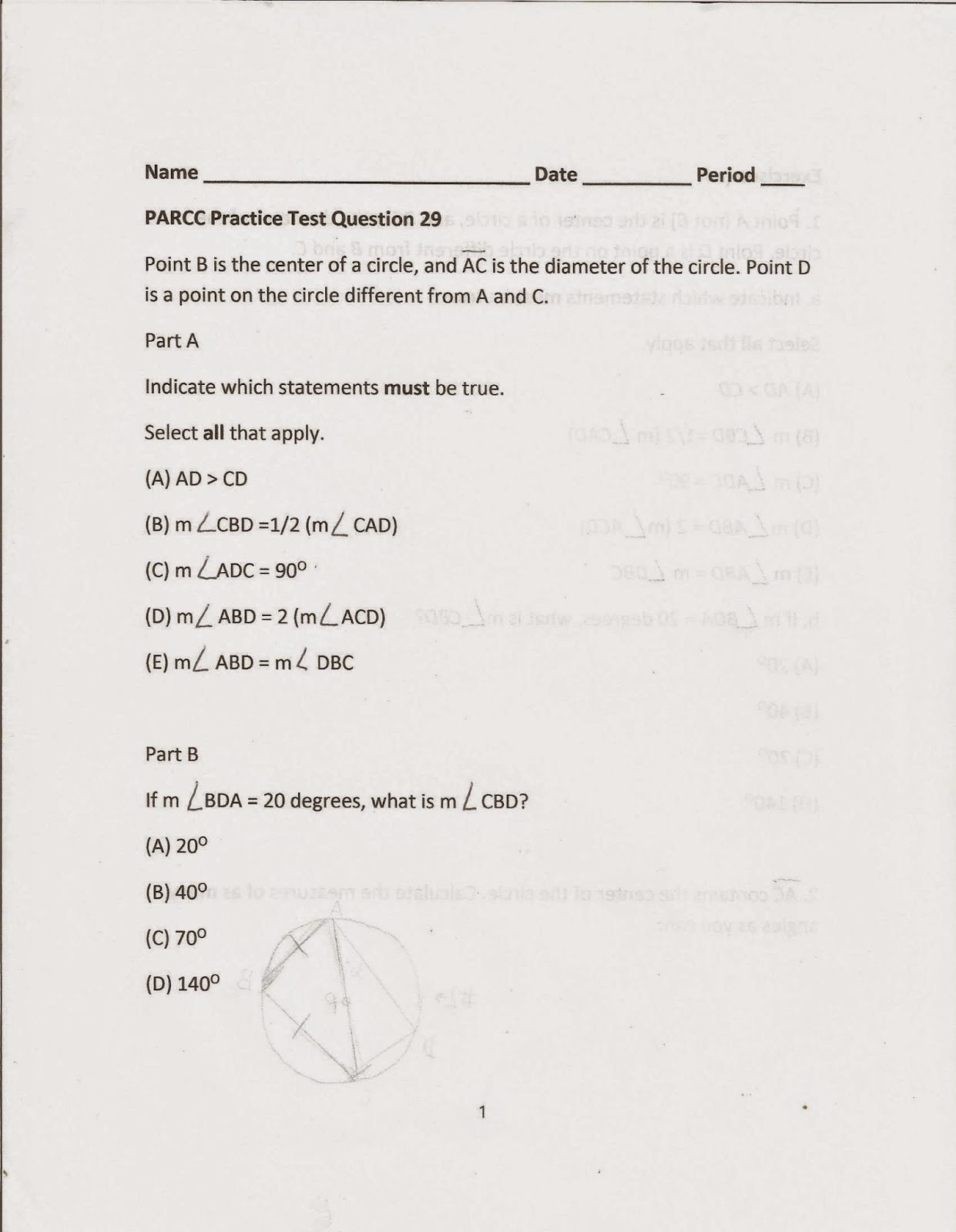 Geometry, Common Core Style: PARCC Practice Test Question 29 (Day 174)