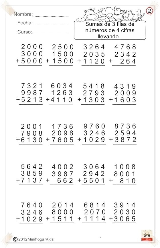 EJERCICIOS DE SUMAS DE UNA CIFRA - Imagui