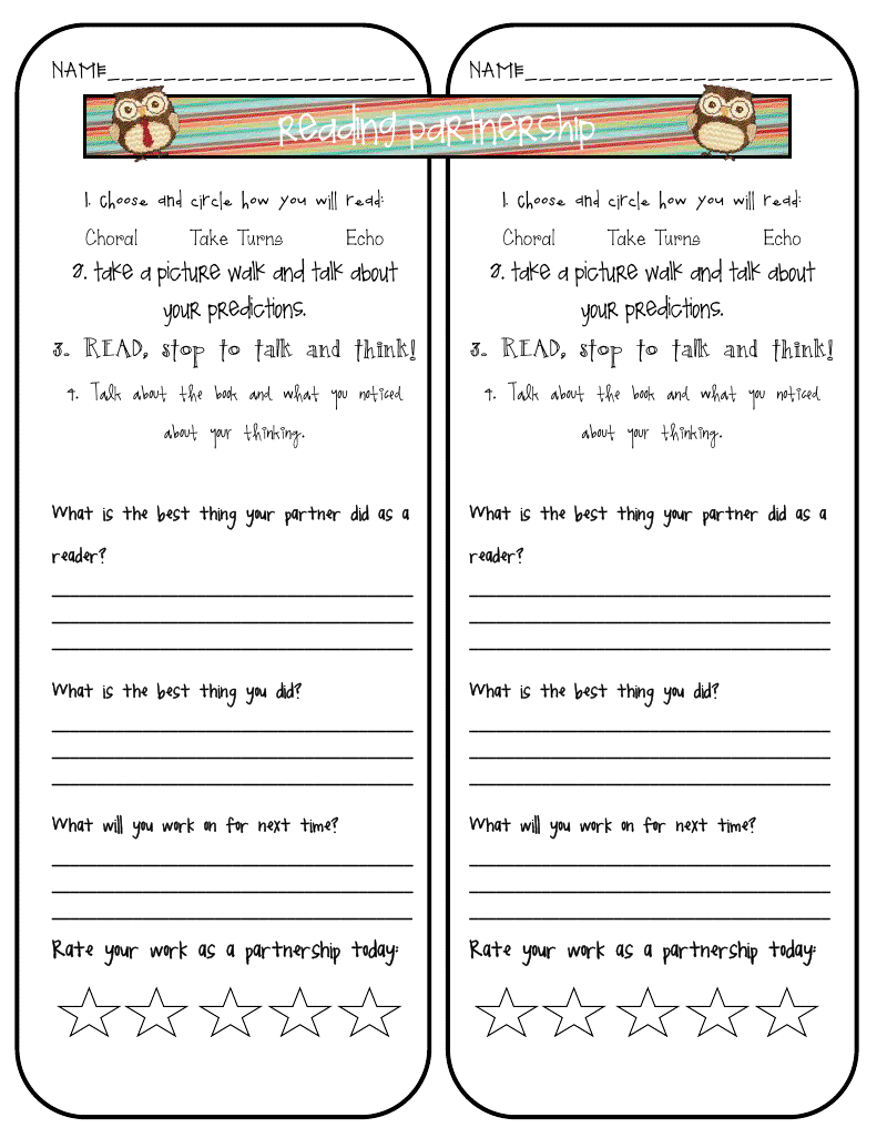 The Go To Teacher: Reading Partnerships