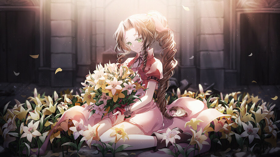 Aerith, Flowers, Final Fantasy 7 Remake, 4K, #7.1764 Wallpaper PC Desktop
