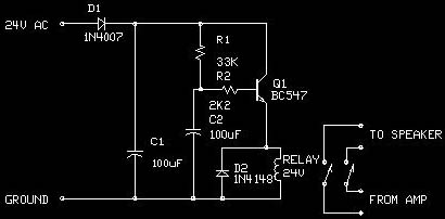 Audio amplifier output relay delay ~ Circuit Diary
