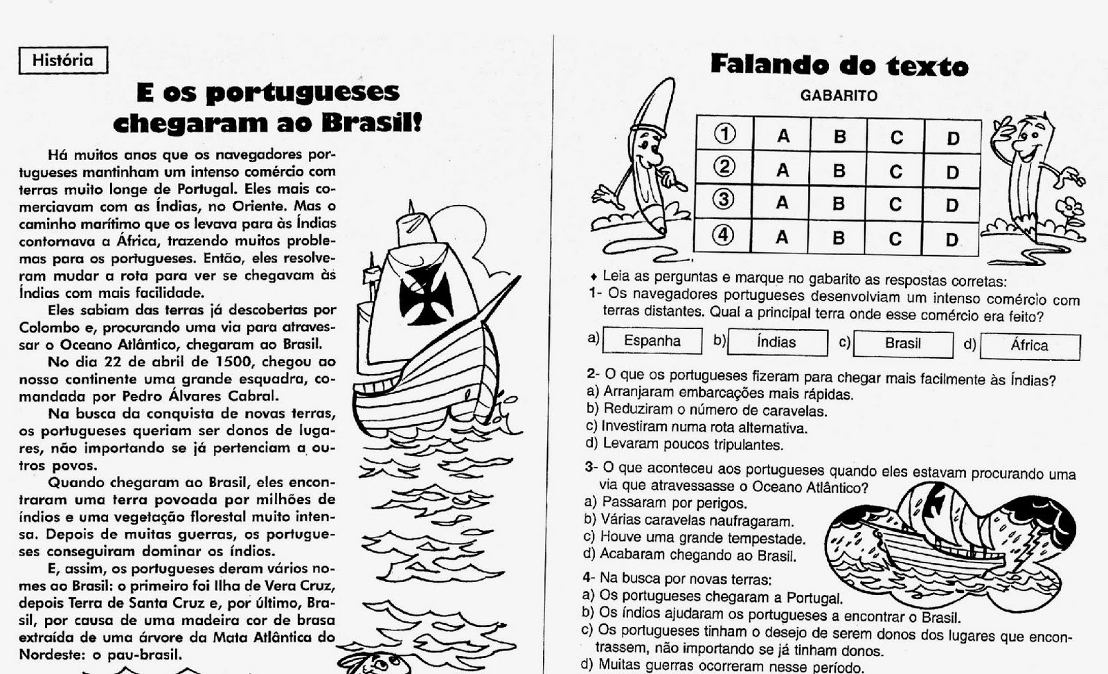 Atividades Sobre o Descobrimento do Brasil para Imprimir - Desenhos ...