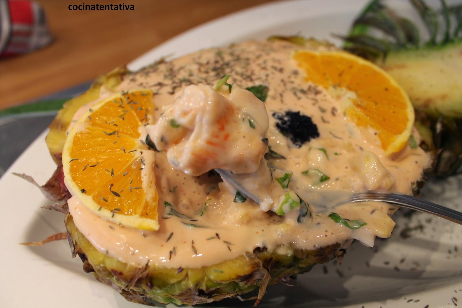 Mis recetas escondidas: ¡¡¡PIÑA RELLENA DE MARISCO!!!