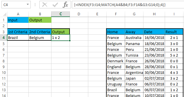 Vlookup with multiple criterias in Excel