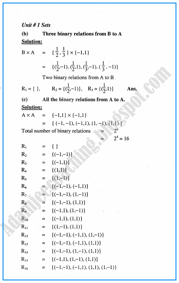 Adamjee Coaching: Sets - Question Answers - Mathematics Notes for Class ...