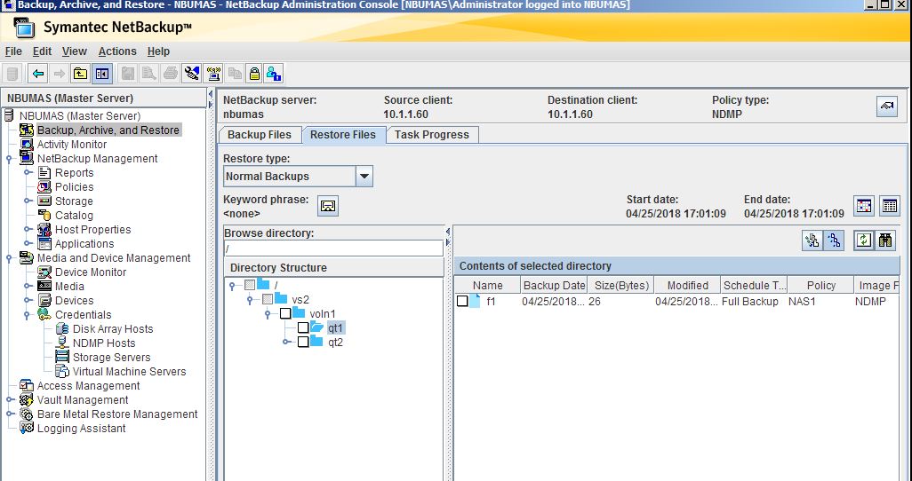 Remote Infrastructure Management Netbackup Ndmp Backup Configuration