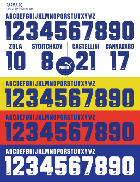 Football teams shirt and kits fan: Font Parma 1995-96