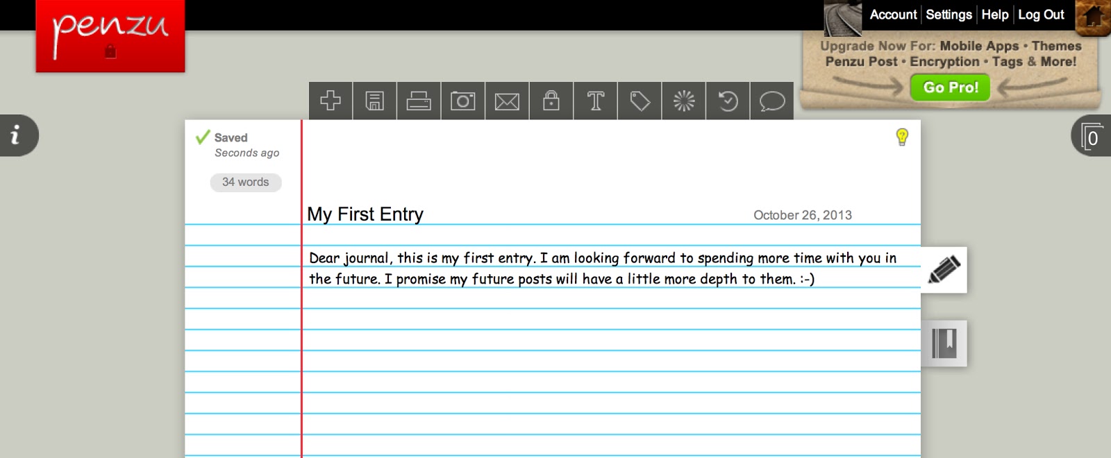 Penzu - Keep your private thoughts secure using this online journaling tool