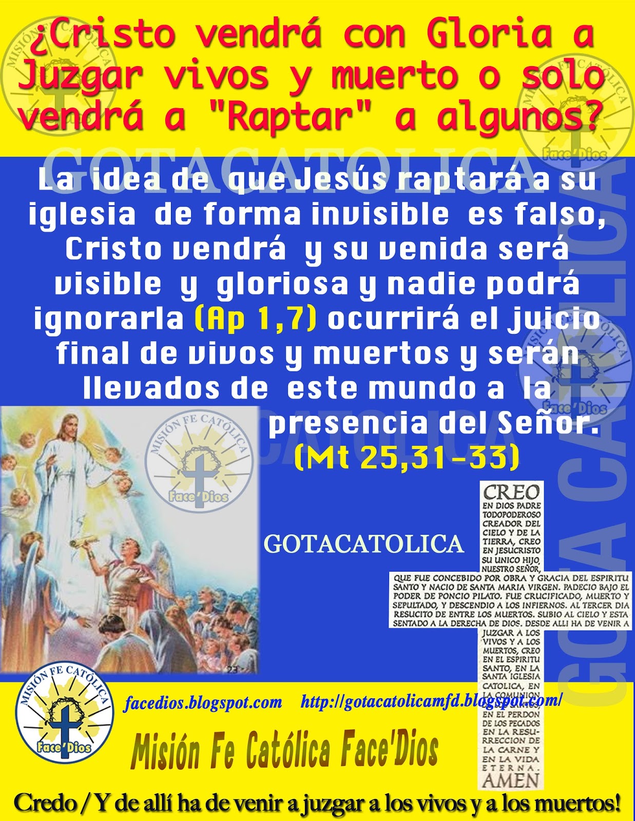 GOTA Católica-Gotas de Dios: ¿Cristo vendrá con Gloria a Juzgar vivos y ...
