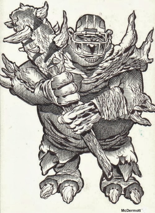 Sketches and Scribbles by Jim McDermott: Monster Football. Inking With ...