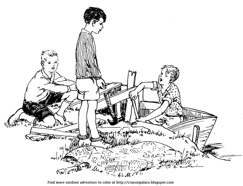 Crayon Palace: Boys building and sailing a boat