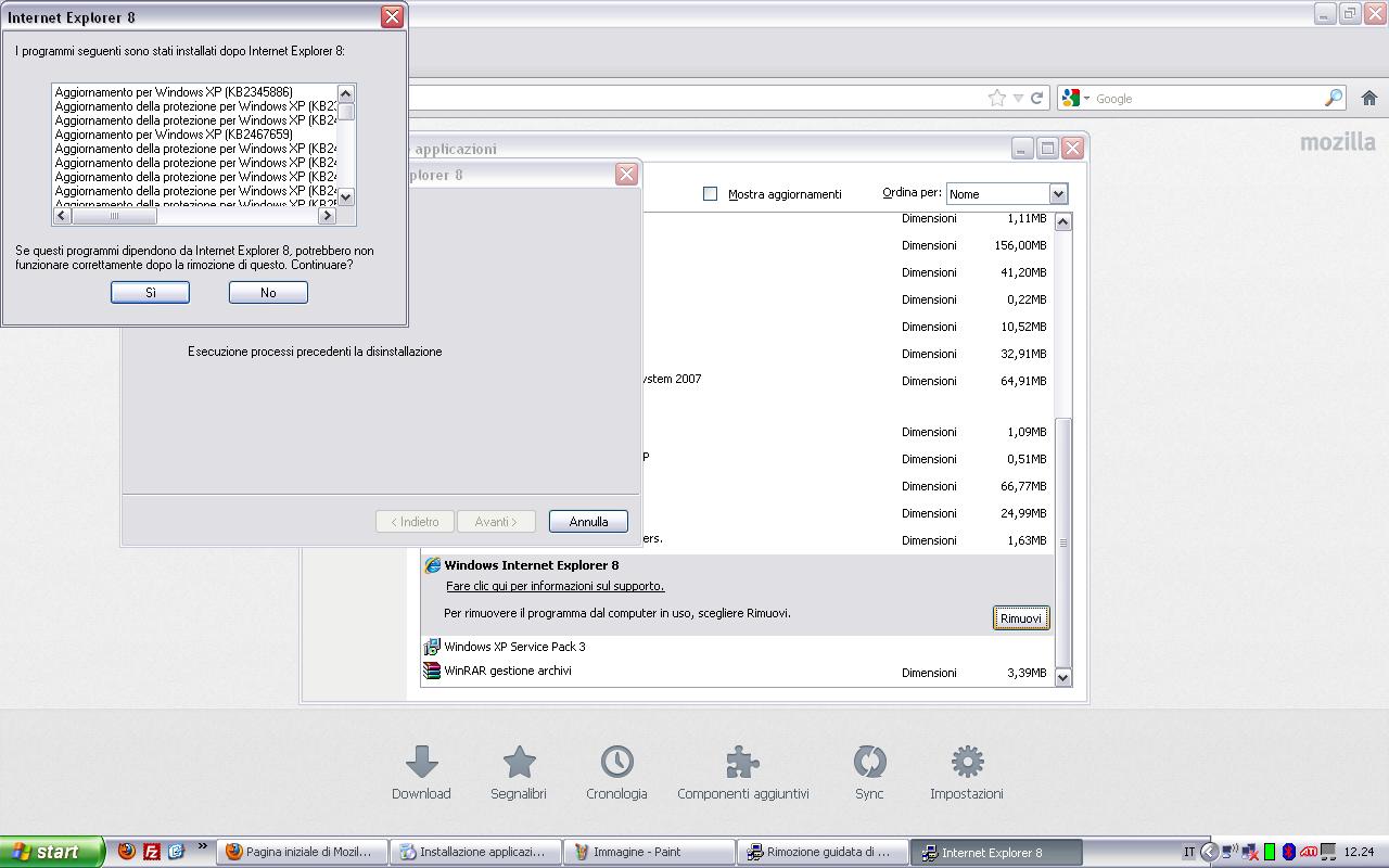 Windows XP - Disinstallare Windows Internet Explorer 8