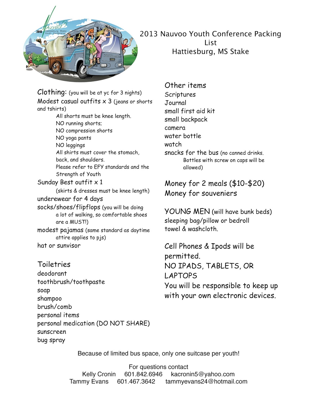 Hattiesburgyw: Youth Conference Packing List and Dress Code