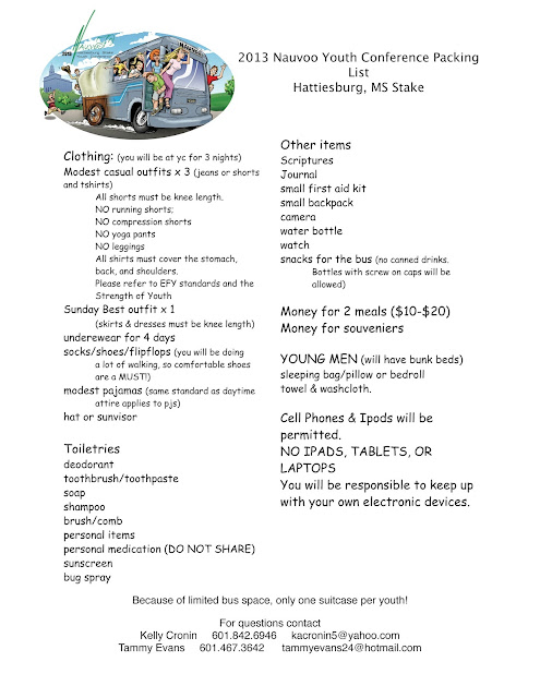Hattiesburgyw: Youth Conference Packing List and Dress Code